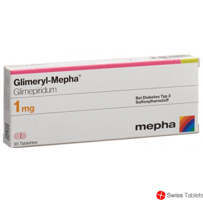 Buy online Glimeryl Mepha Tabletten 1mg 30 Stück at SWISS TABLETS
