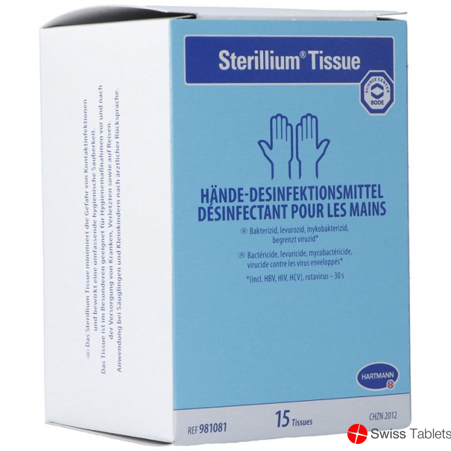 Buy online Sterillium Tissue hand disinfectant 15 pieces at SWISS TABLETS