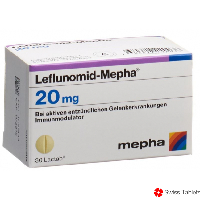 Buy online Leflunomid Mepha Lactabs 20mg 30 Stück at SWISS TABLETS