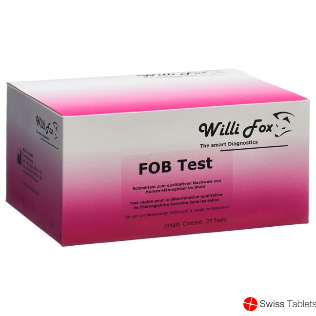 Willi Fox FOB Test (occultes Hämoglobin im Stuhl) 25 Stk