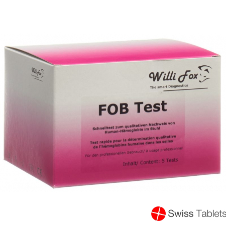 Willi Fox FOB Test (occultes Hämoglobin im Stuhl) 5 Stk