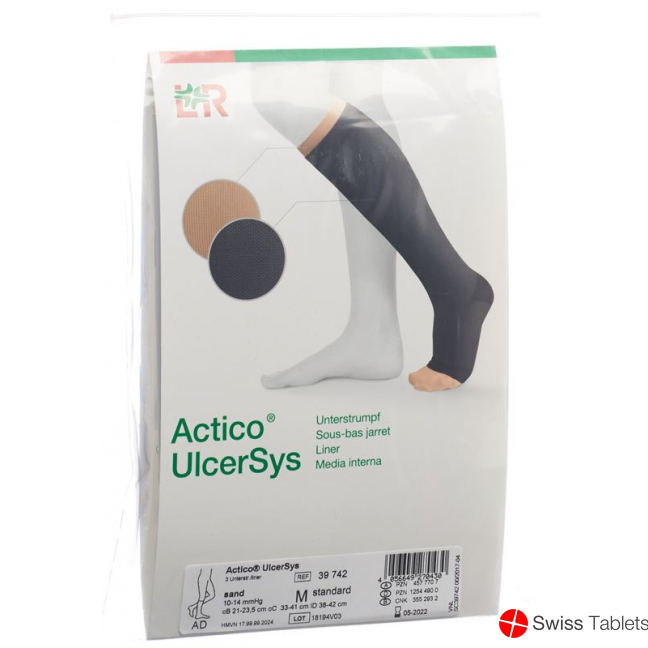 Actico Ulcersys Unterstrumpf XXL Stand Sand 3 Stück