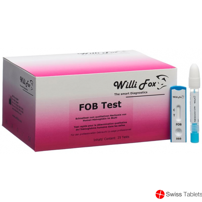 Willi Fox FOB Test (occultes Hämoglobin im Stuhl) 25 Stk