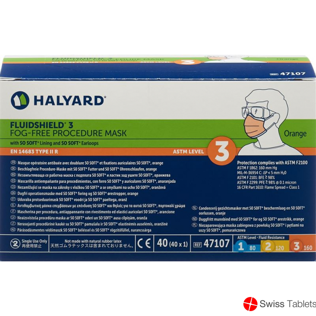 Buy online Tecnol Procedure Mask Fluidshield Typ Iir 40 Stück at SWISS ...