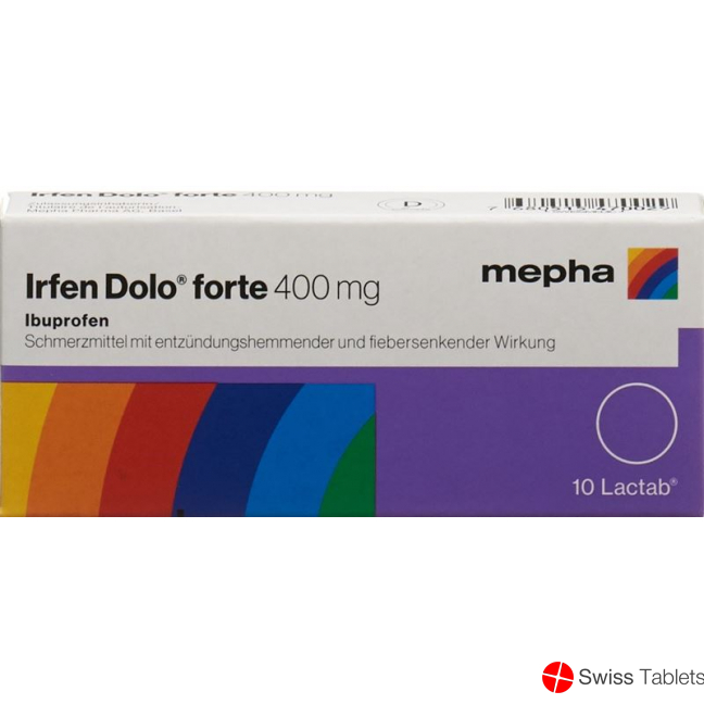 Buy online Irfen Dolo Forte Lactab 400mg 10 Stück at SWISS TABLETS